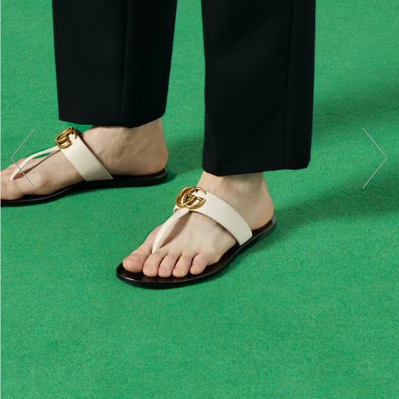 Gucci | Shoes | Gucci Leather Thong Sandal With Double G | Poshmark